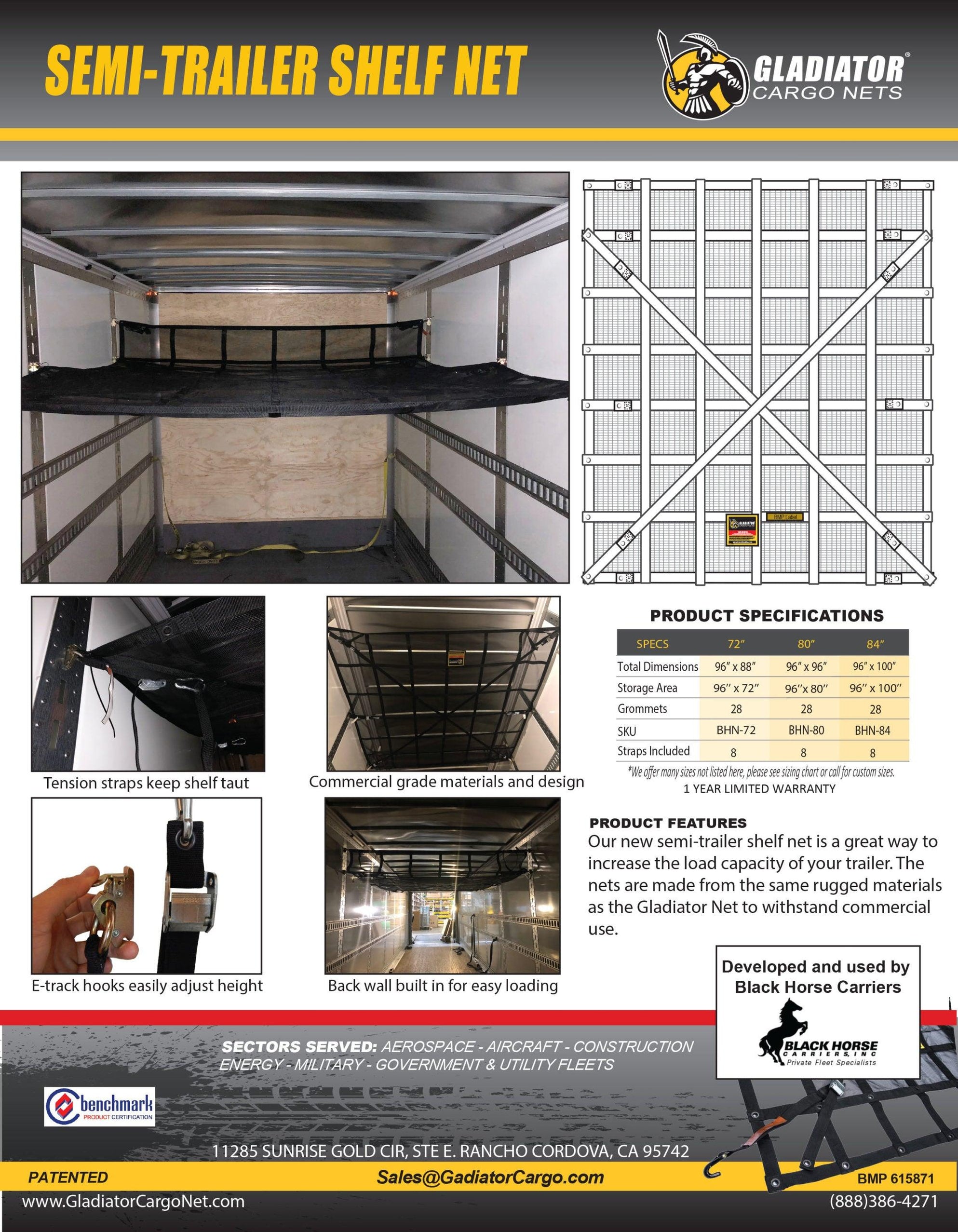 Semi Tractor Trailer Shelf Cargo Net — Gladiator Cargo Nets | Heavy ...