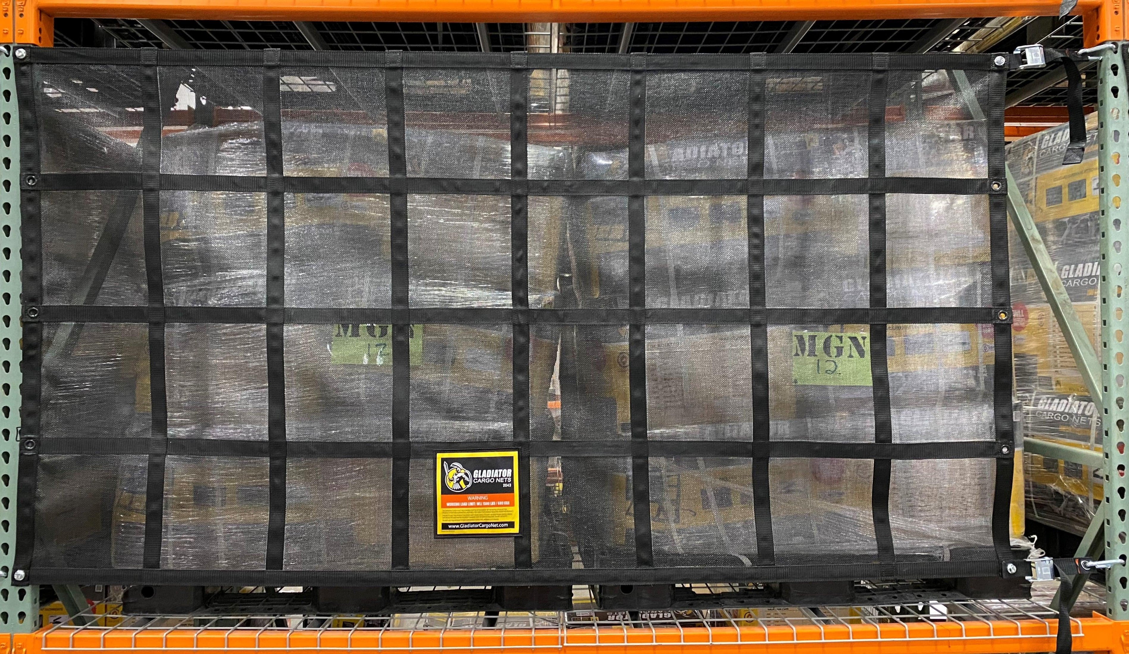 Gladiator Warehouse Rack Safety Net 48" x 88" — Gladiator Cargo Nets ...